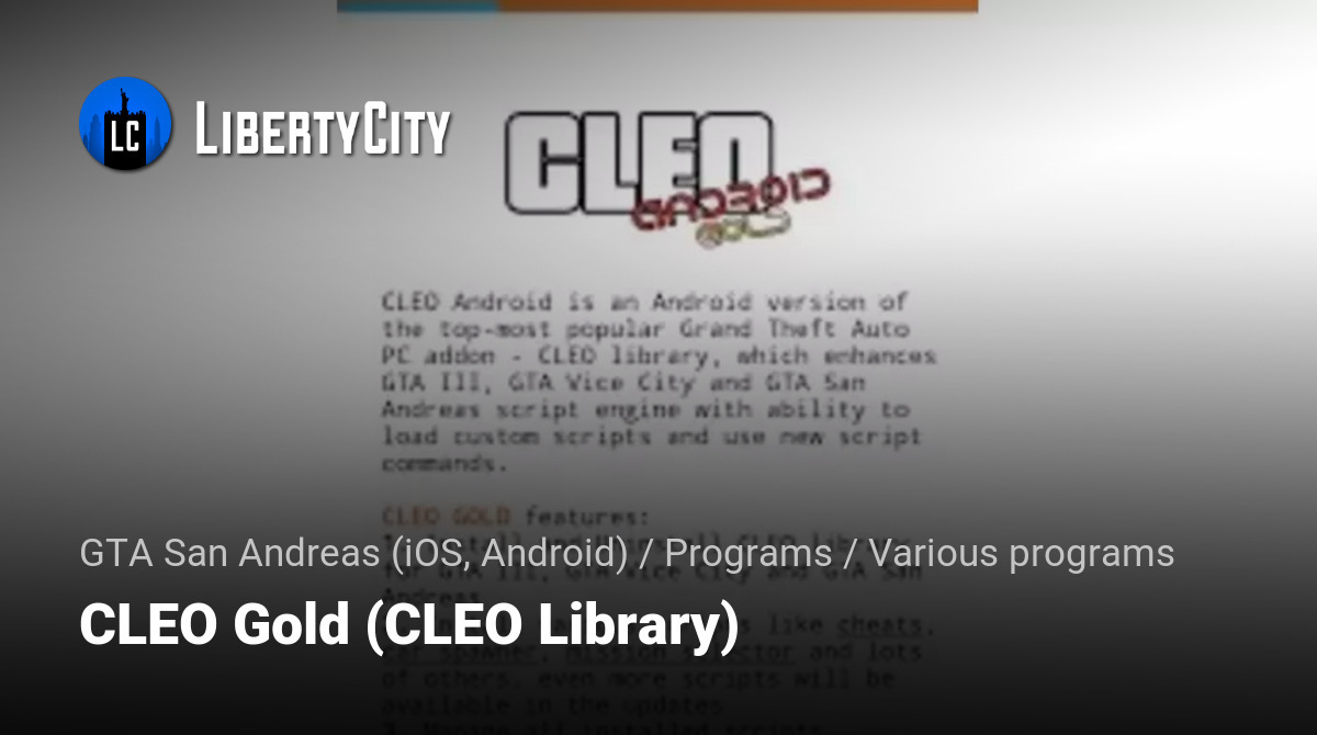 CLEO Gold (CLEO Library) for GTA San Andreas (iOS, Android)